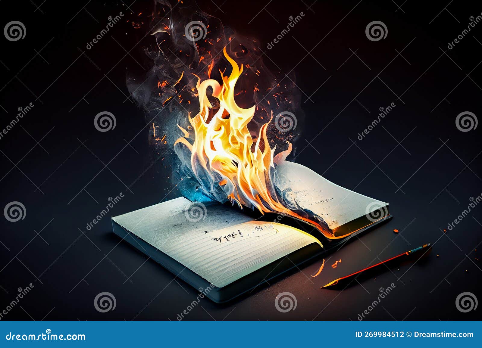 Burning Book Illustration. Generative AI Stock Photo - Image of book ...