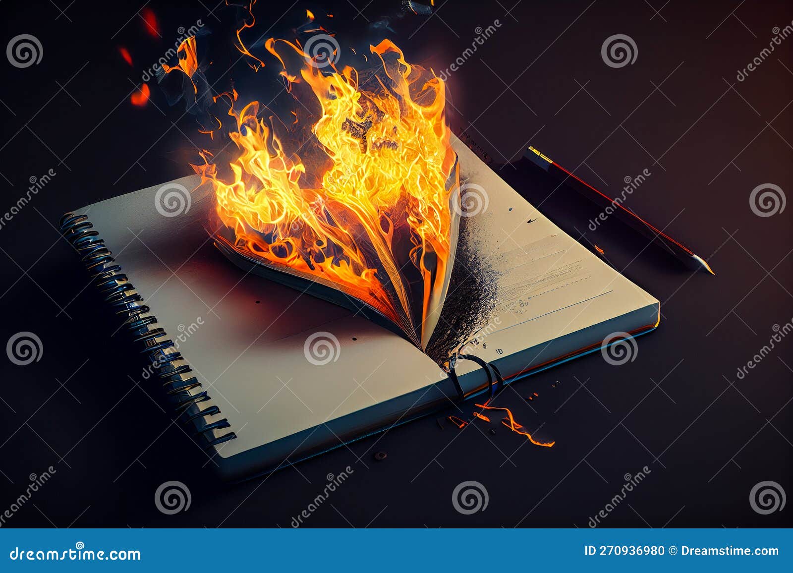 Burning Book Illustration. Generative AI Stock Illustration ...