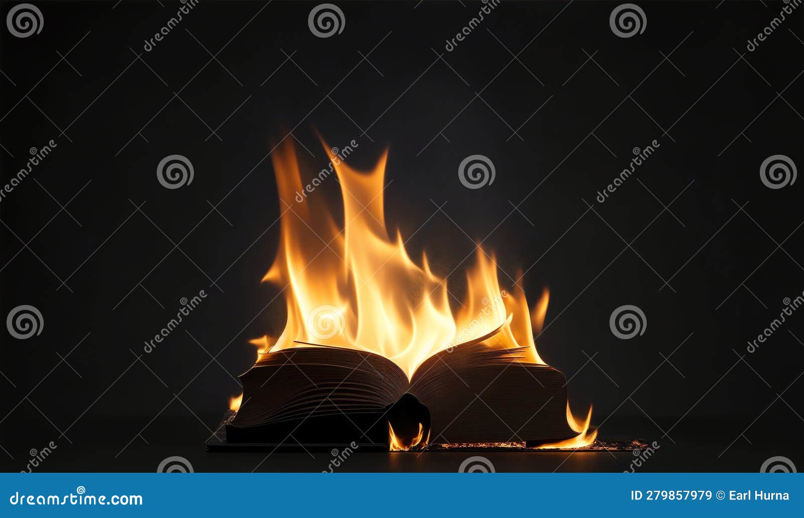 Burning Book in Plain Black Background. Generative AI Stock Image ...