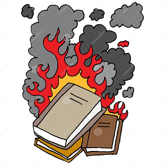 Burning books cartoon stock vector. Illustration of burning - 71012837