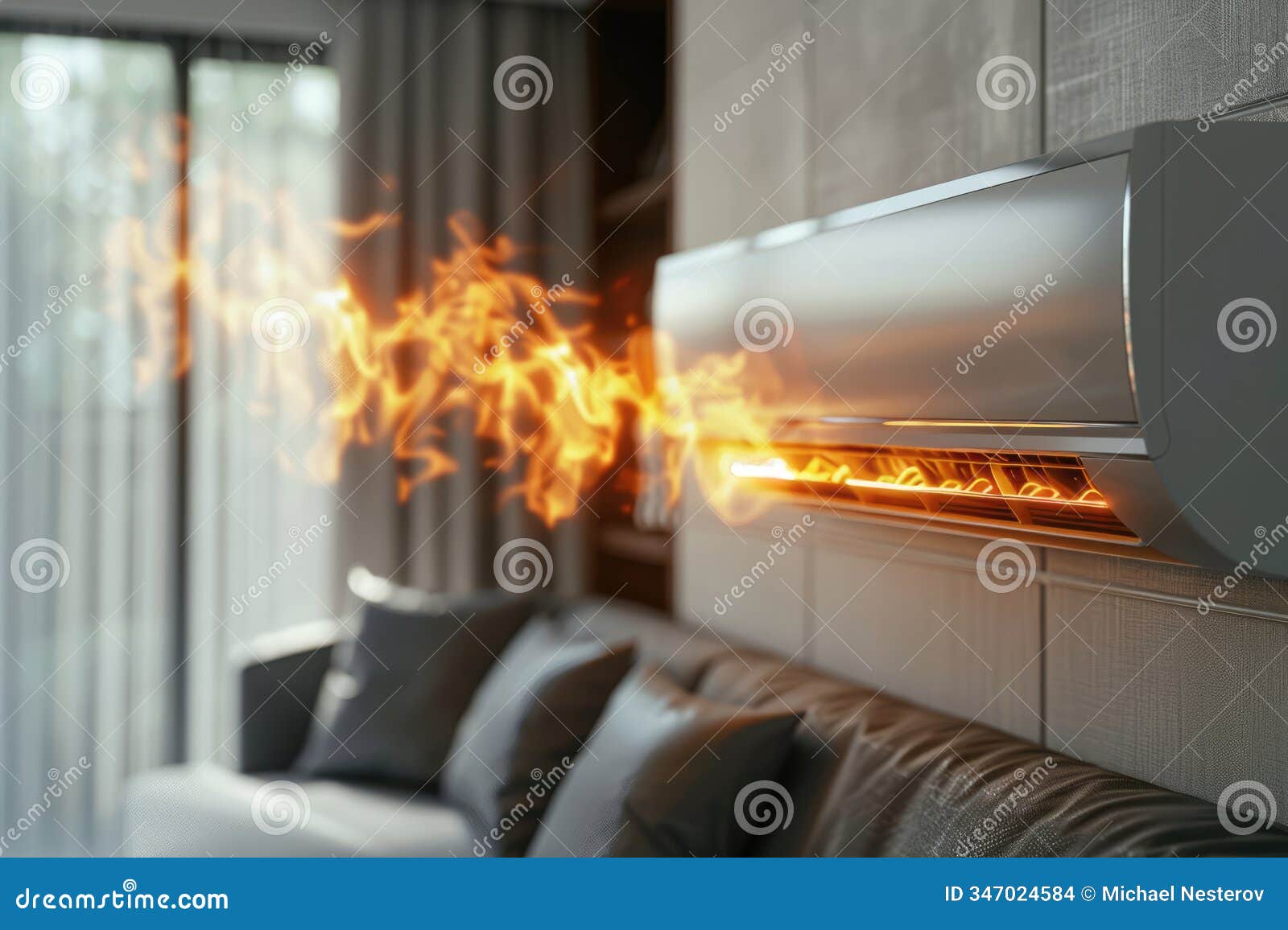 Burning Broken Air Conditioner in an Office or Apartment Stock Photo ...