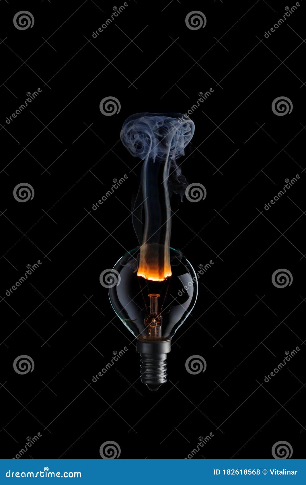 Burning broken light bulb stock photo. Image of creative - 182618568