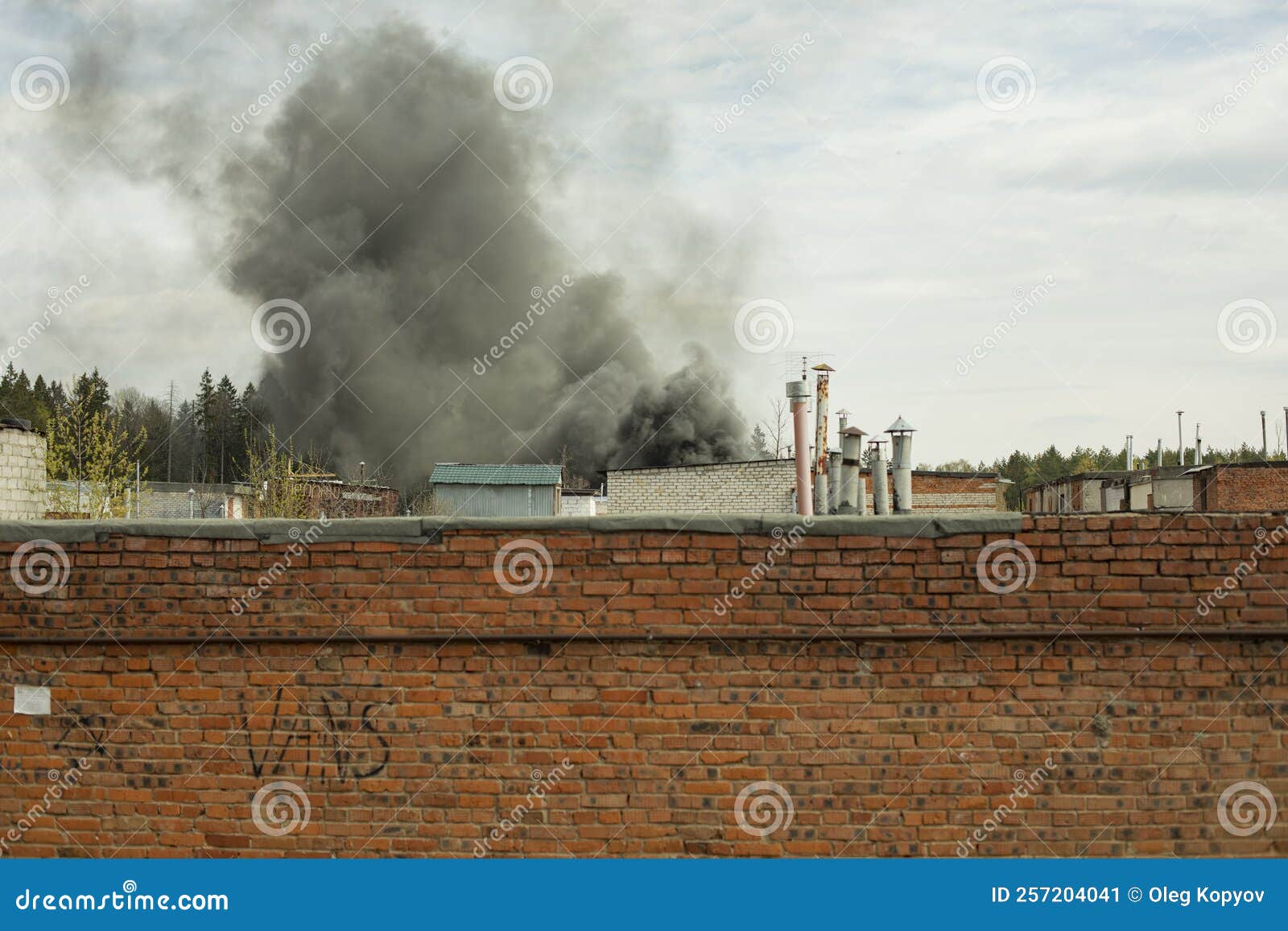 Burning of Building. Smoke Over Buildings Stock Image - Image of ...