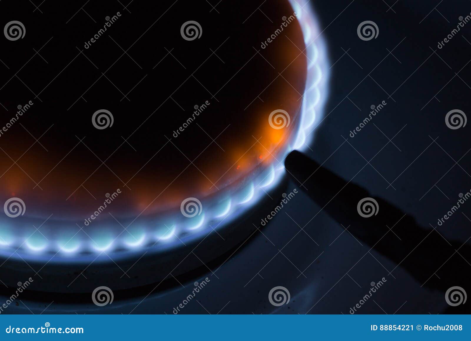 Gas Burning In The Burner Over Black Background. Stock Photography ...