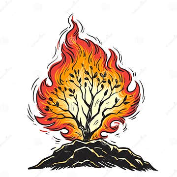 Burning Bush. Vector Drawing 2 Stock Illustration - Illustration of ...