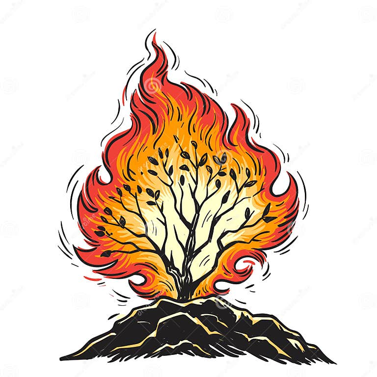 Burning Bush. Vector Drawing 2 Stock Illustration - Illustration of ...