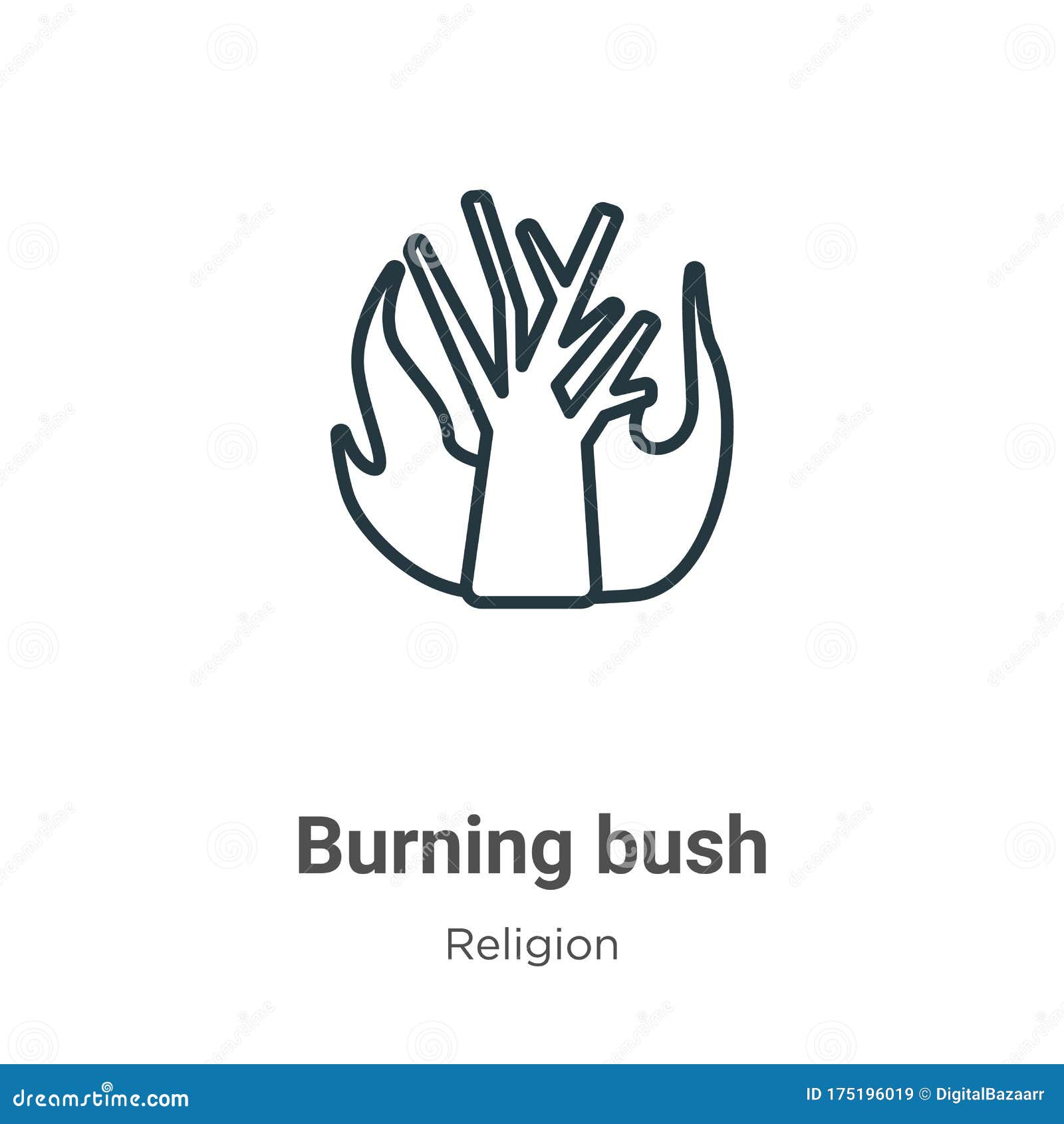 Burning Bush Outline Vector Icon. Thin Line Black Burning Bush Icon ...