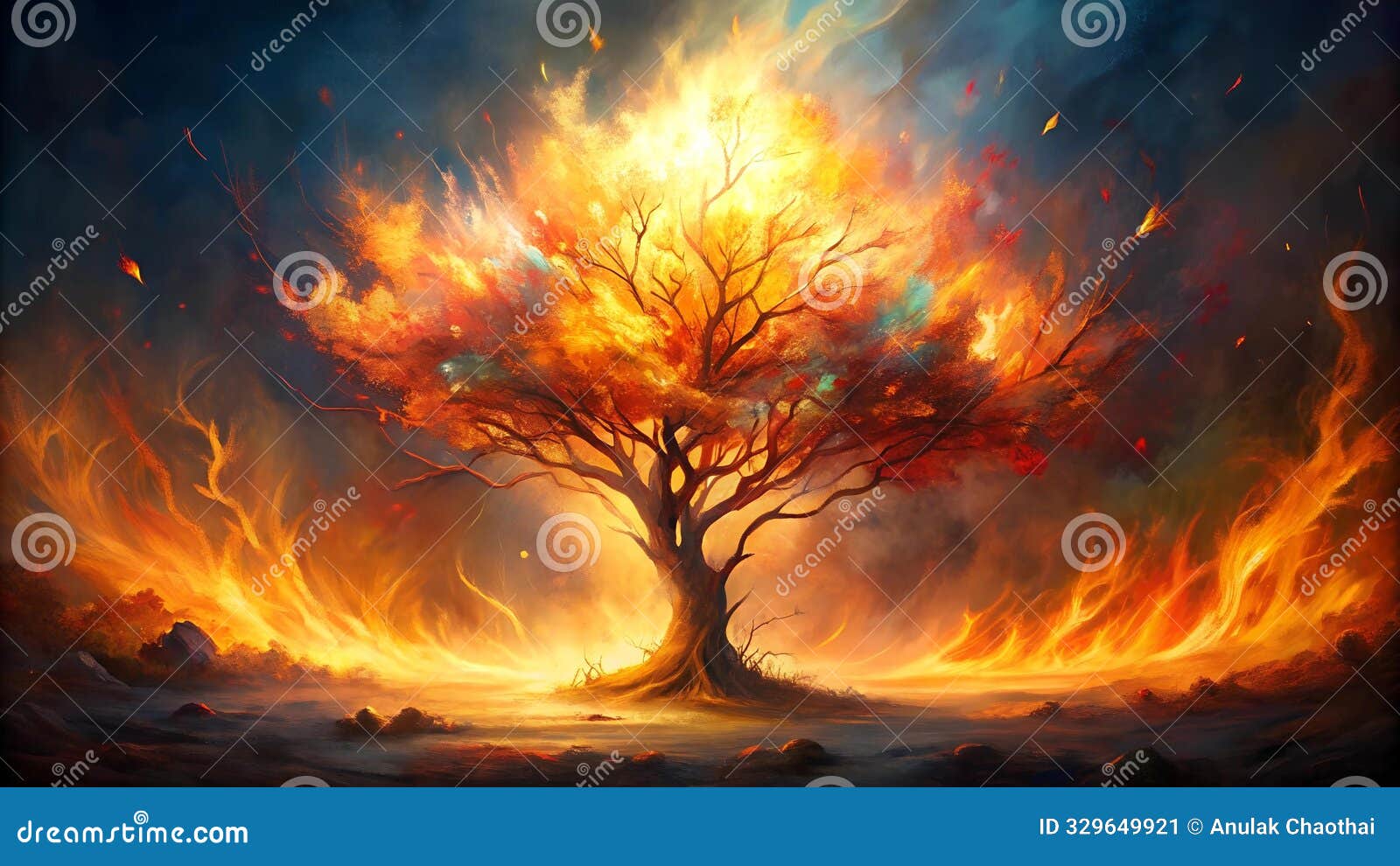 The Burning Bush a Symphony of Light and Flame Generative AI Stock ...