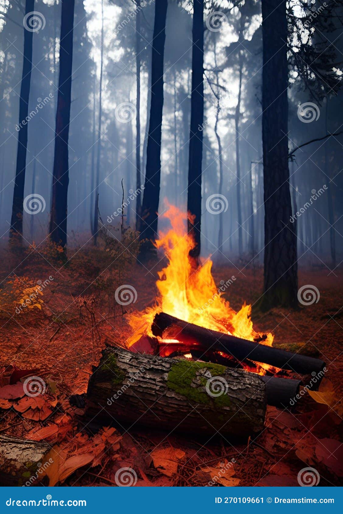 Burning Campfire in the Forest , AI Generated Stock Illustration ...