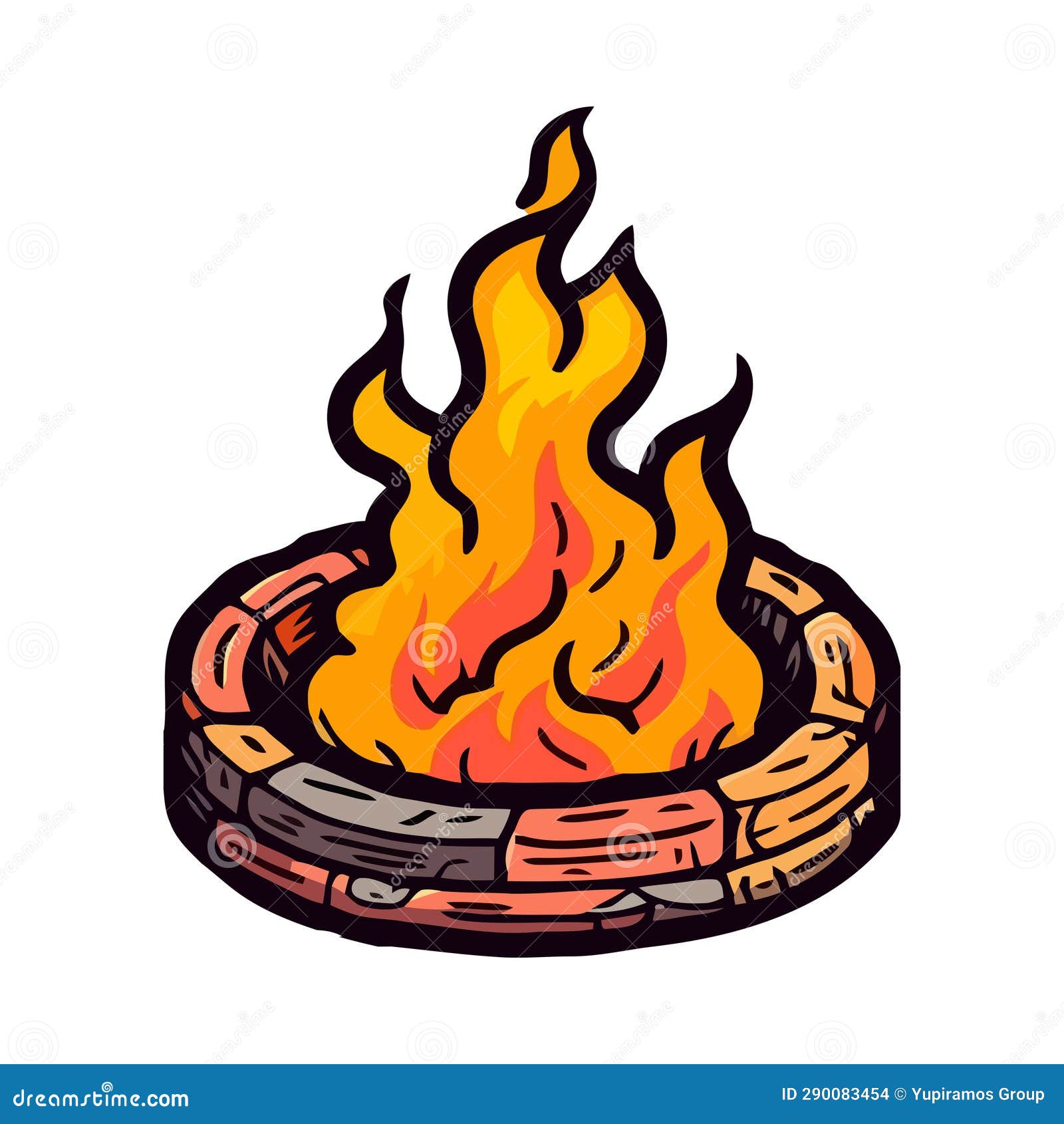 Burning Campfire Igniting Glowing Icon Stock Illustration ...