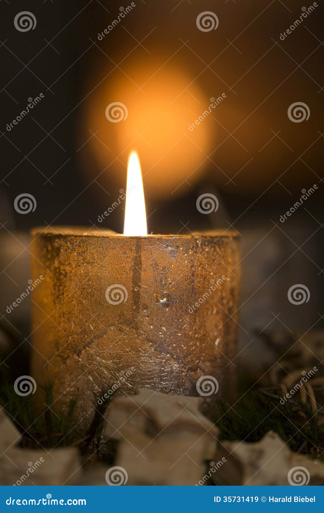 Burning Candle on an Advent Wreath Stock Image - Image of christ ...