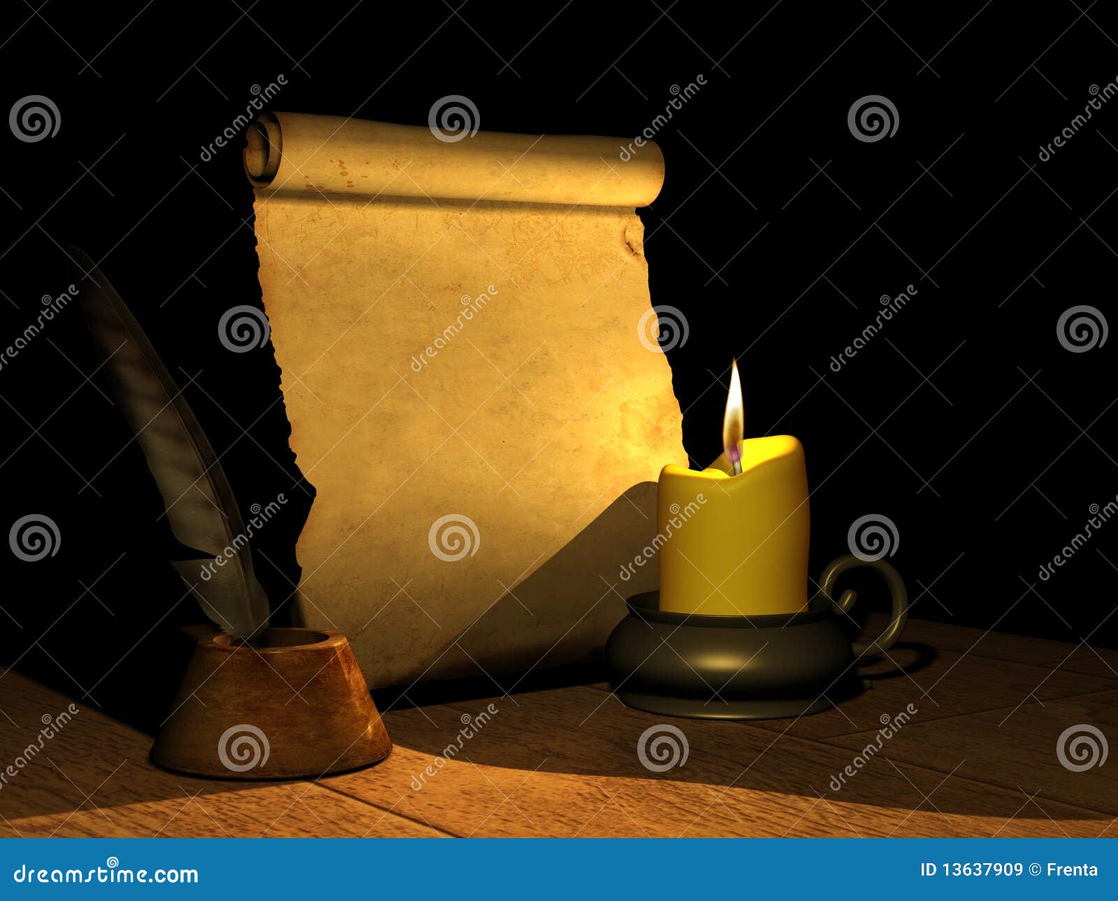 Burning Candle and the Ancient Manuscript Stock Illustration ...