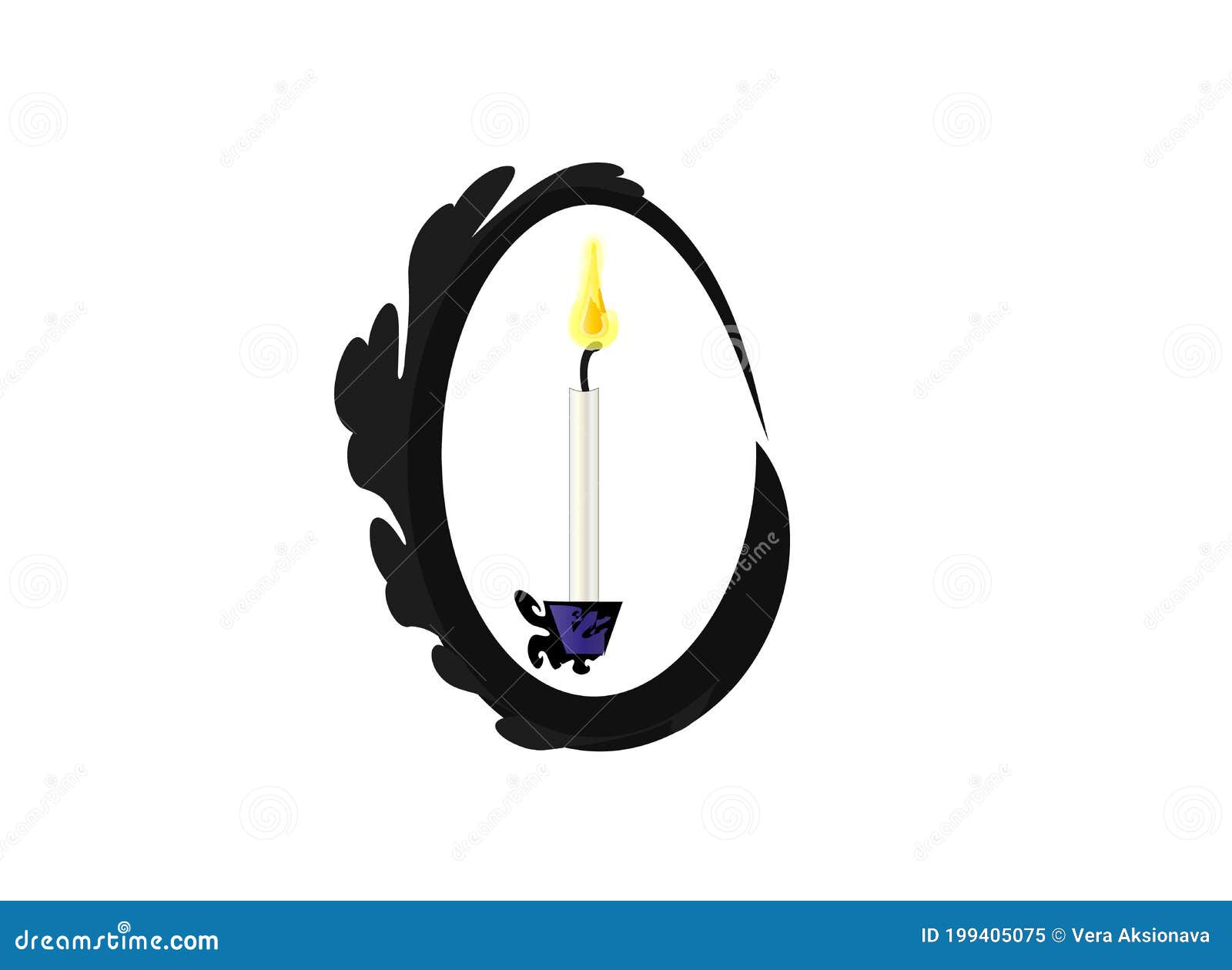Burning Candle in Black Frame, Vector Illustration Stock Illustration ...