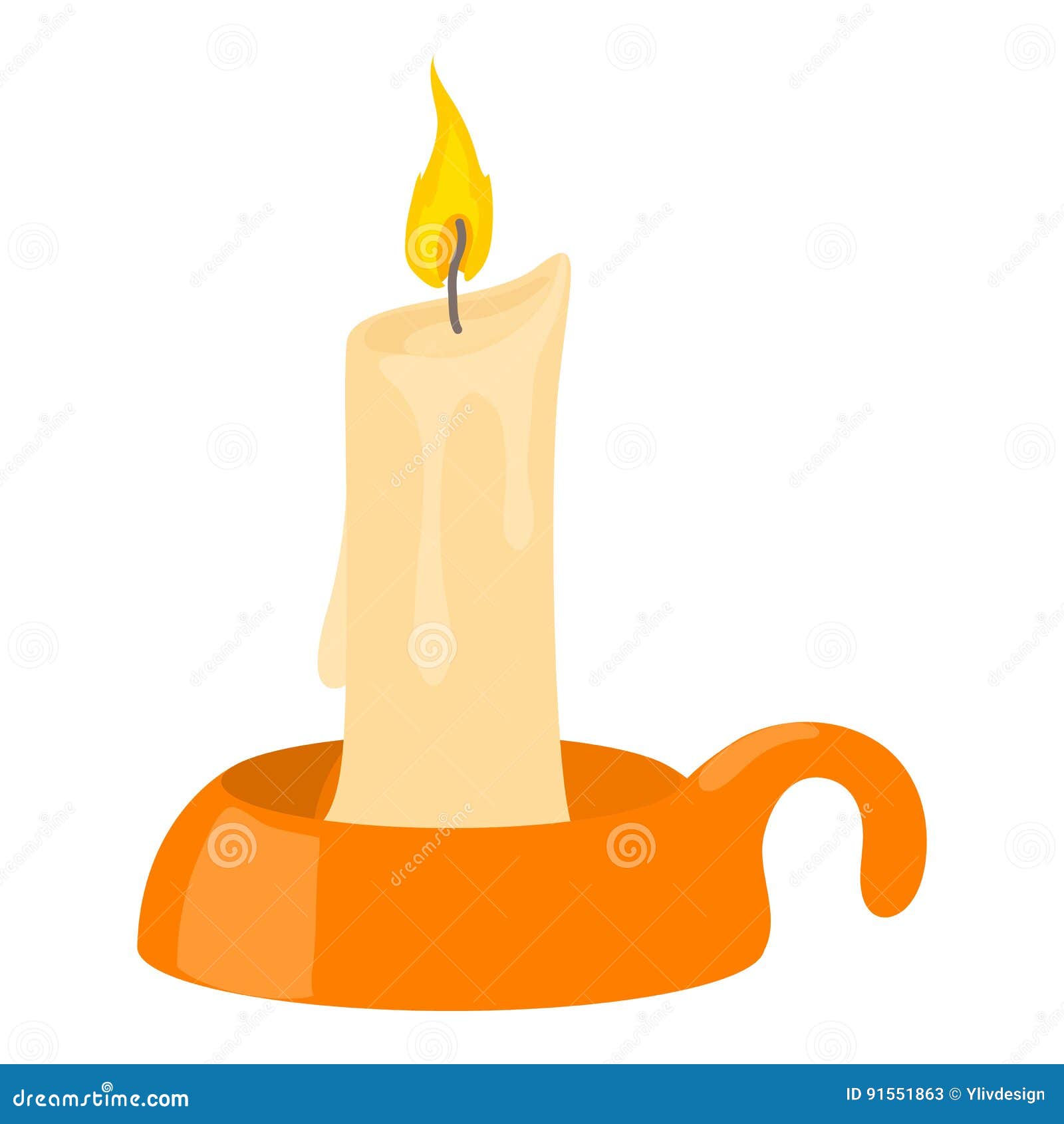 Candle In Candlestick Clipart. Coloring Book For Children. Vector ...