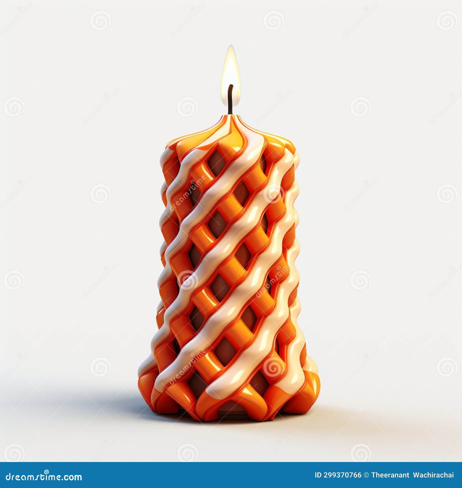 Candle Carved with Overlapping Orange and White Patterns Stock ...