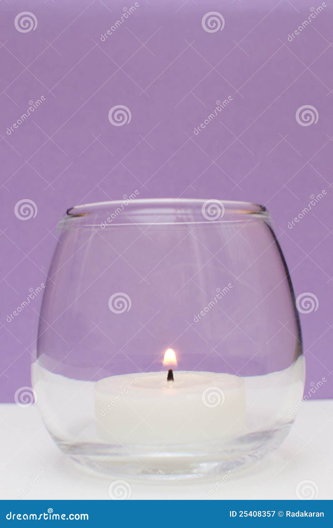 Burning Candle Front View, on Purple Stock Image - Image of lighting ...