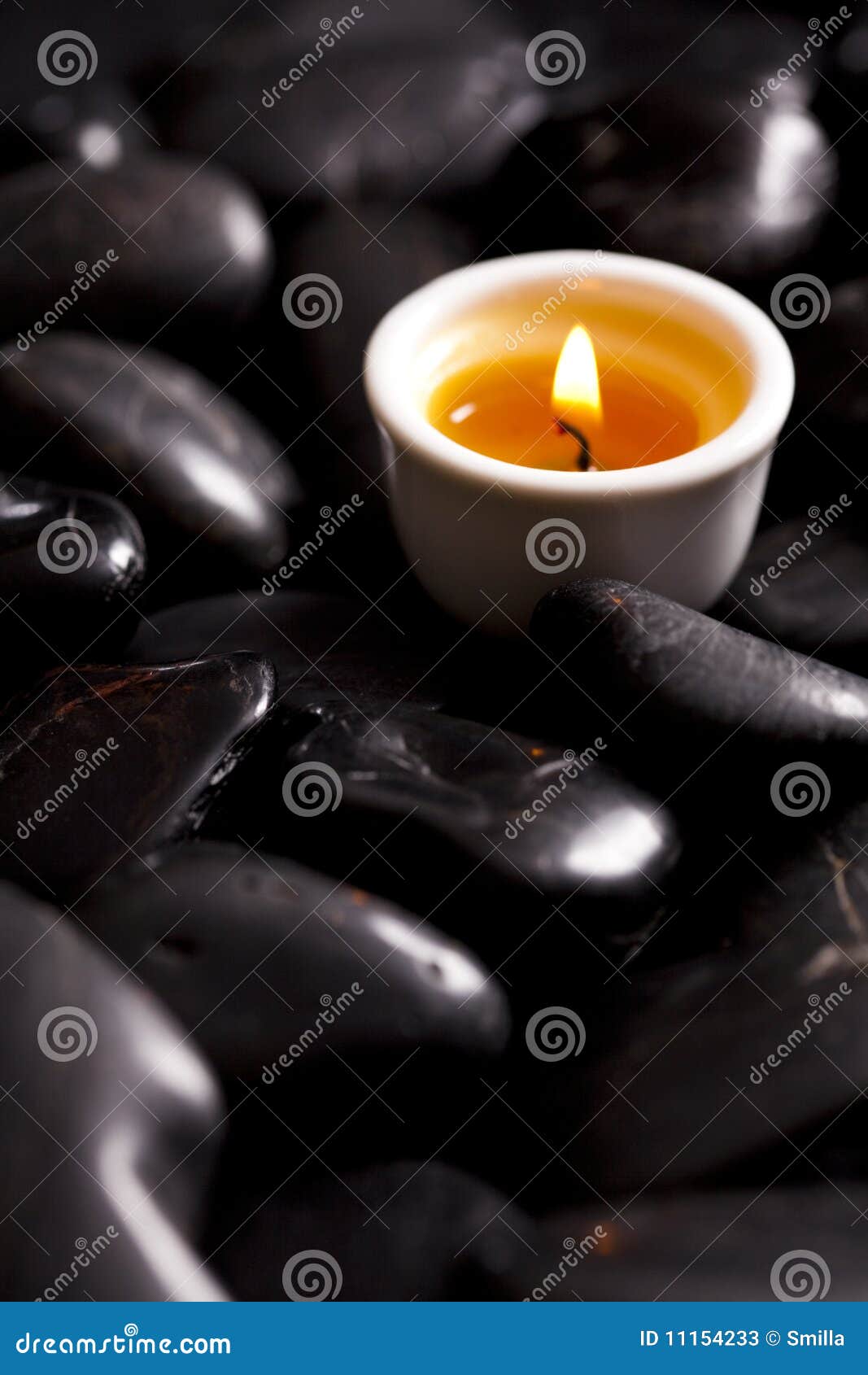 Burning Candle and Hot Stones Stock Image - Image of relaxation ...