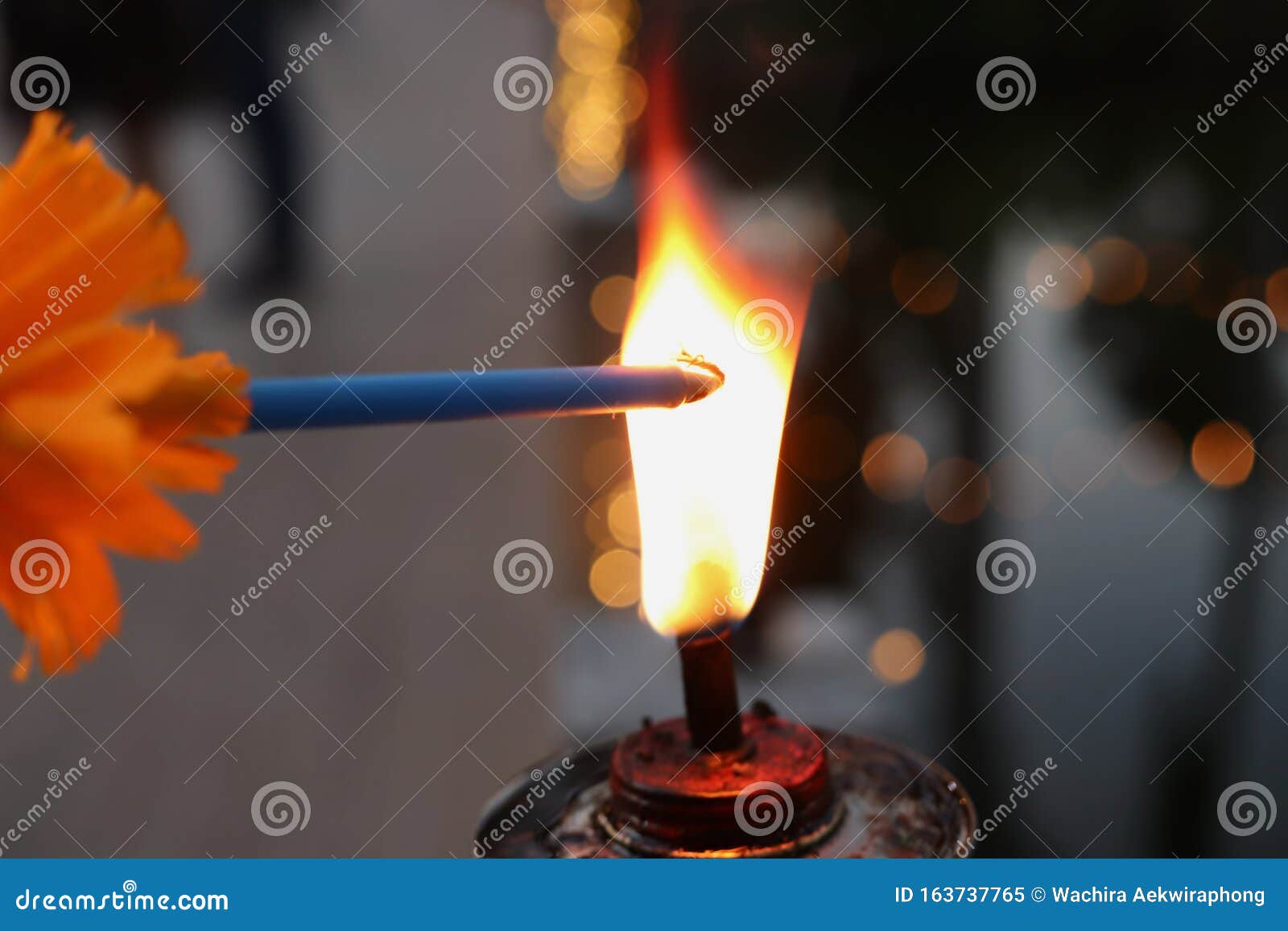 A Burning Candle from the Lantern in Dark Tone Stock Image - Image of ...