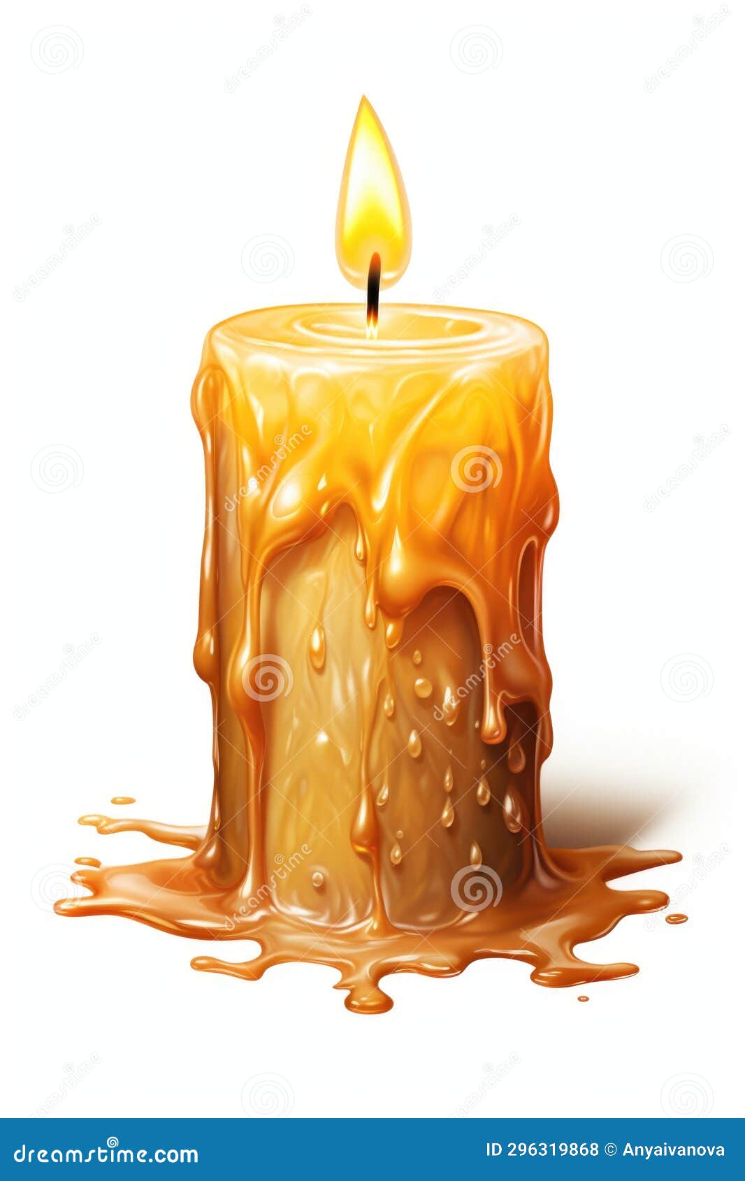 A Burning Candle with a Liquid Drip on it Stock Illustration ...