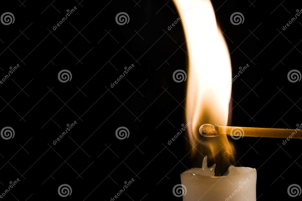 Burning Candle with Match stock photo. Image of match, explode - 797286