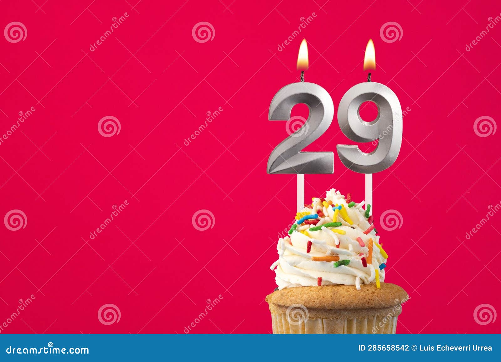 Burning Candle Number 29 - Birthday Card with Cake Stock Photo - Image ...