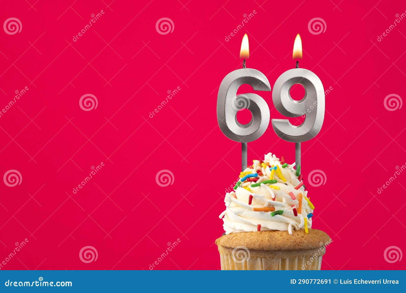 Burning Candle Number 69 - Birthday Card with Cake Stock Image - Image ...