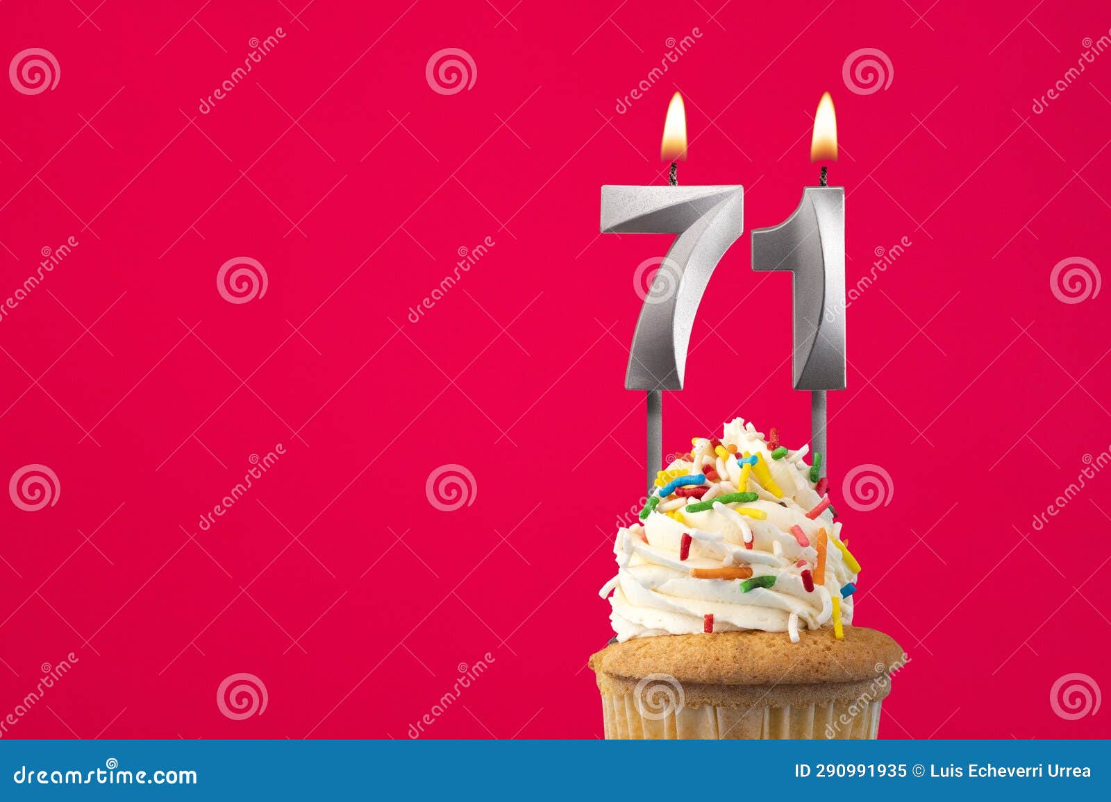 Burning Candle Number 71 - Birthday Card with Cake Stock Image - Image ...