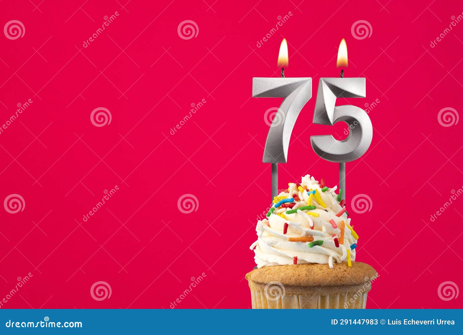 Burning Candle Number 75 - Birthday Card with Cake Stock Image - Image ...