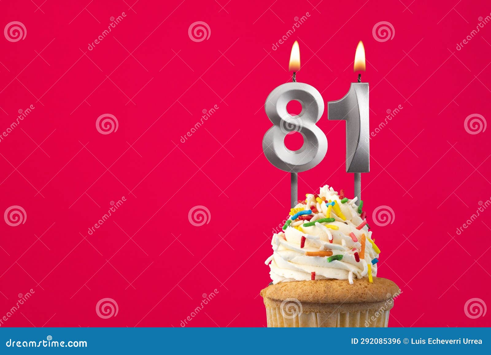 Burning Candle Number 81 - Birthday Card with Cake Stock Photo - Image ...