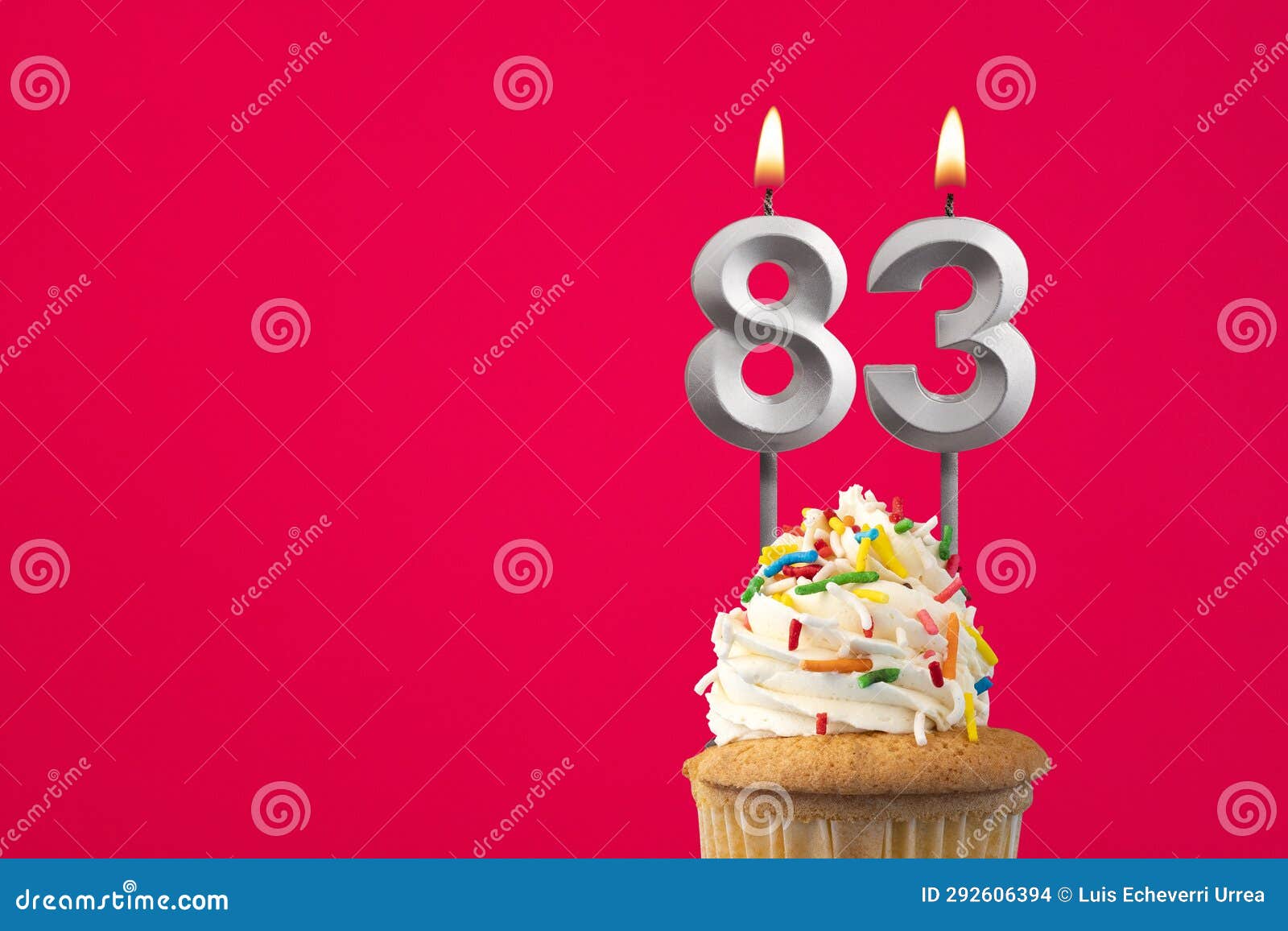 Burning Candle Number 83 - Birthday Card with Cake Stock Photo - Image ...