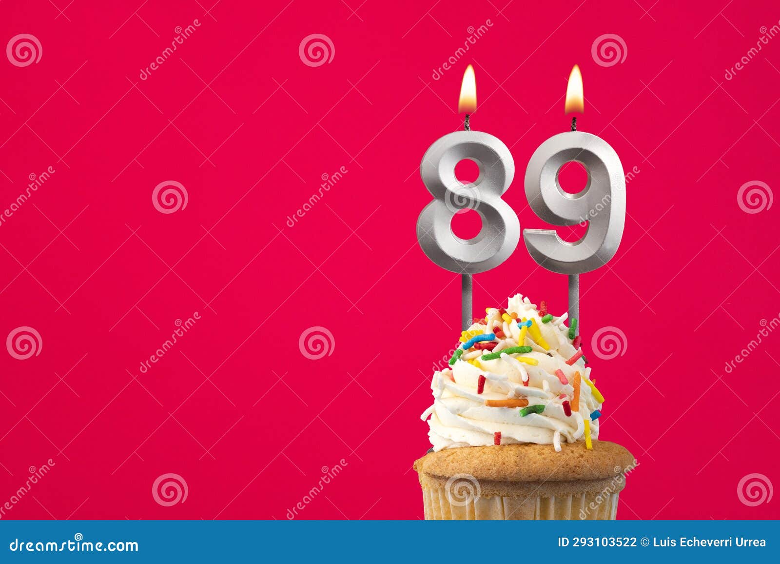 Burning Candle Number 89 - Birthday Card with Cake Stock Photo - Image ...