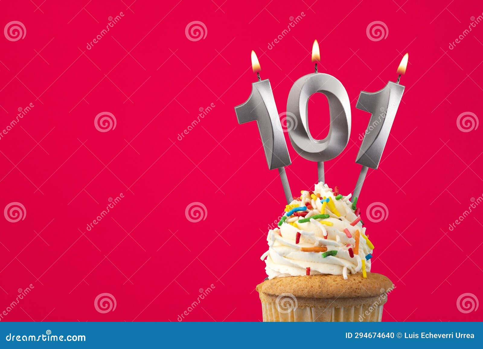 Burning Candle Number 101 - Birthday Card with Cake Stock Photo - Image ...