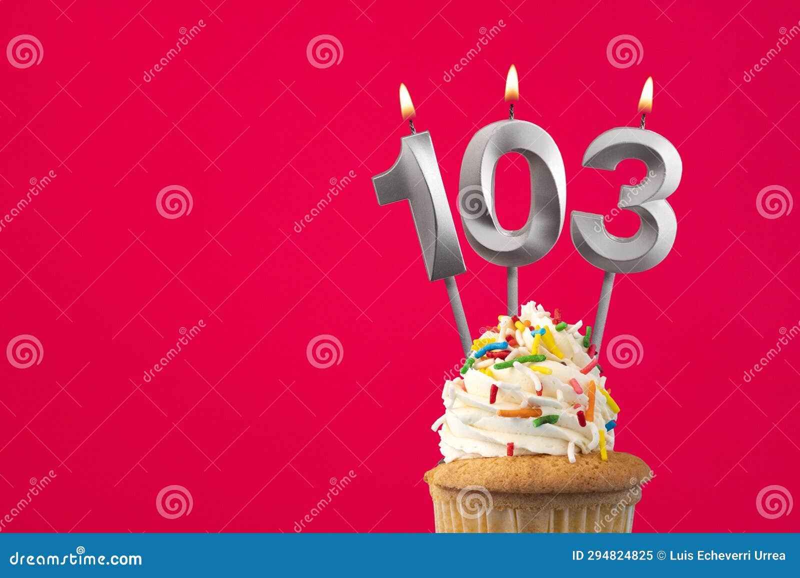 Burning Candle Number 103 - Birthday Card with Cake Stock Image - Image ...