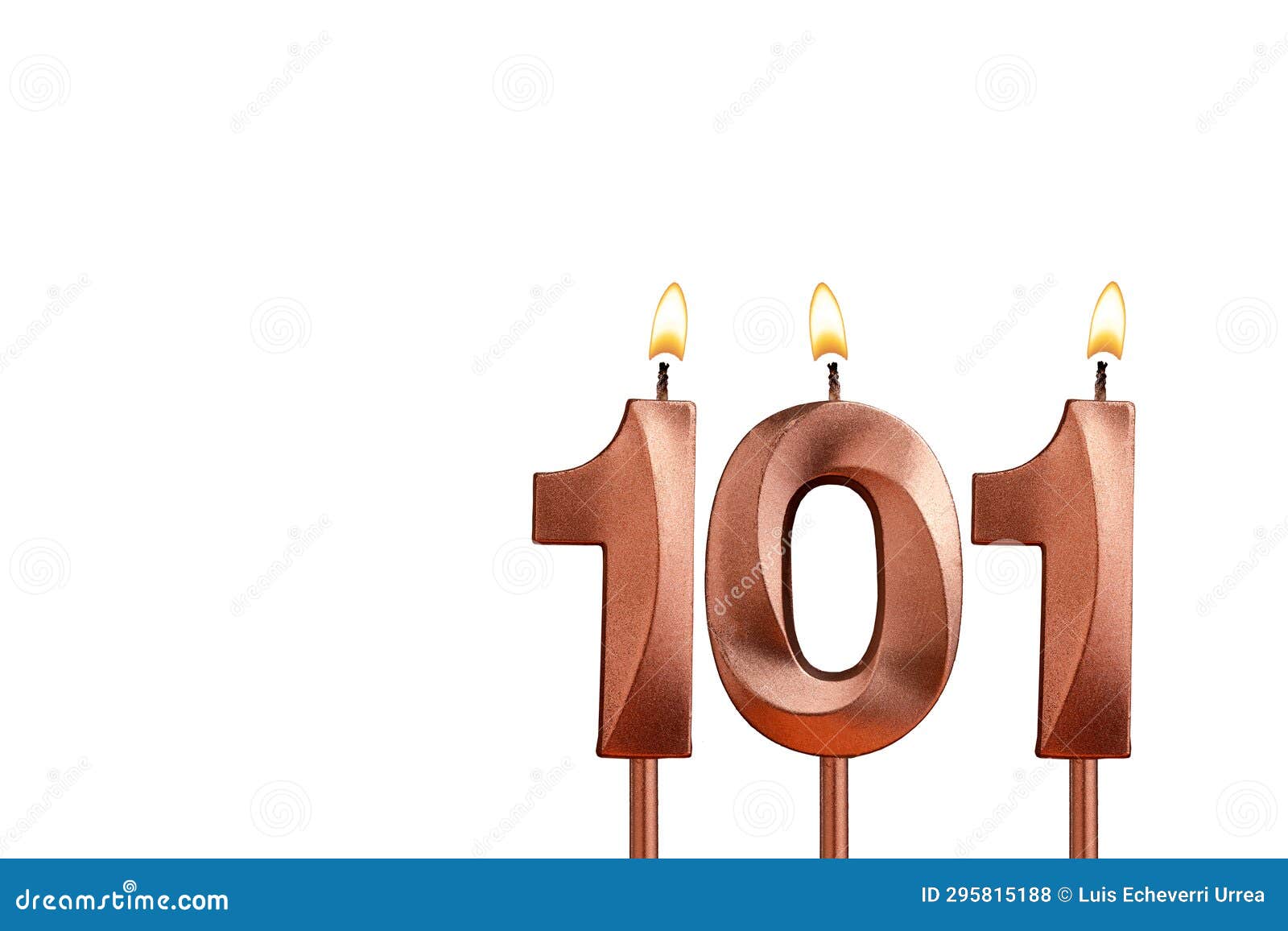 Burning Candle Number 101 for Birthday on White Background Stock ...
