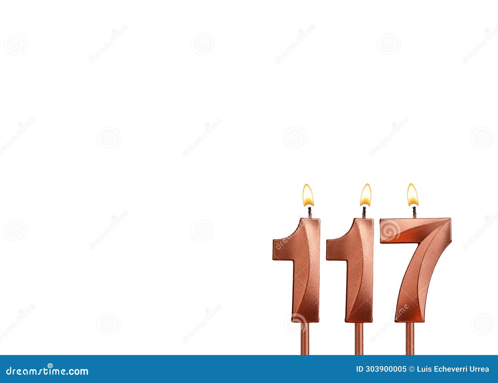 Burning Candle Number 117 For Birthday On White Background Royalty-Free ...