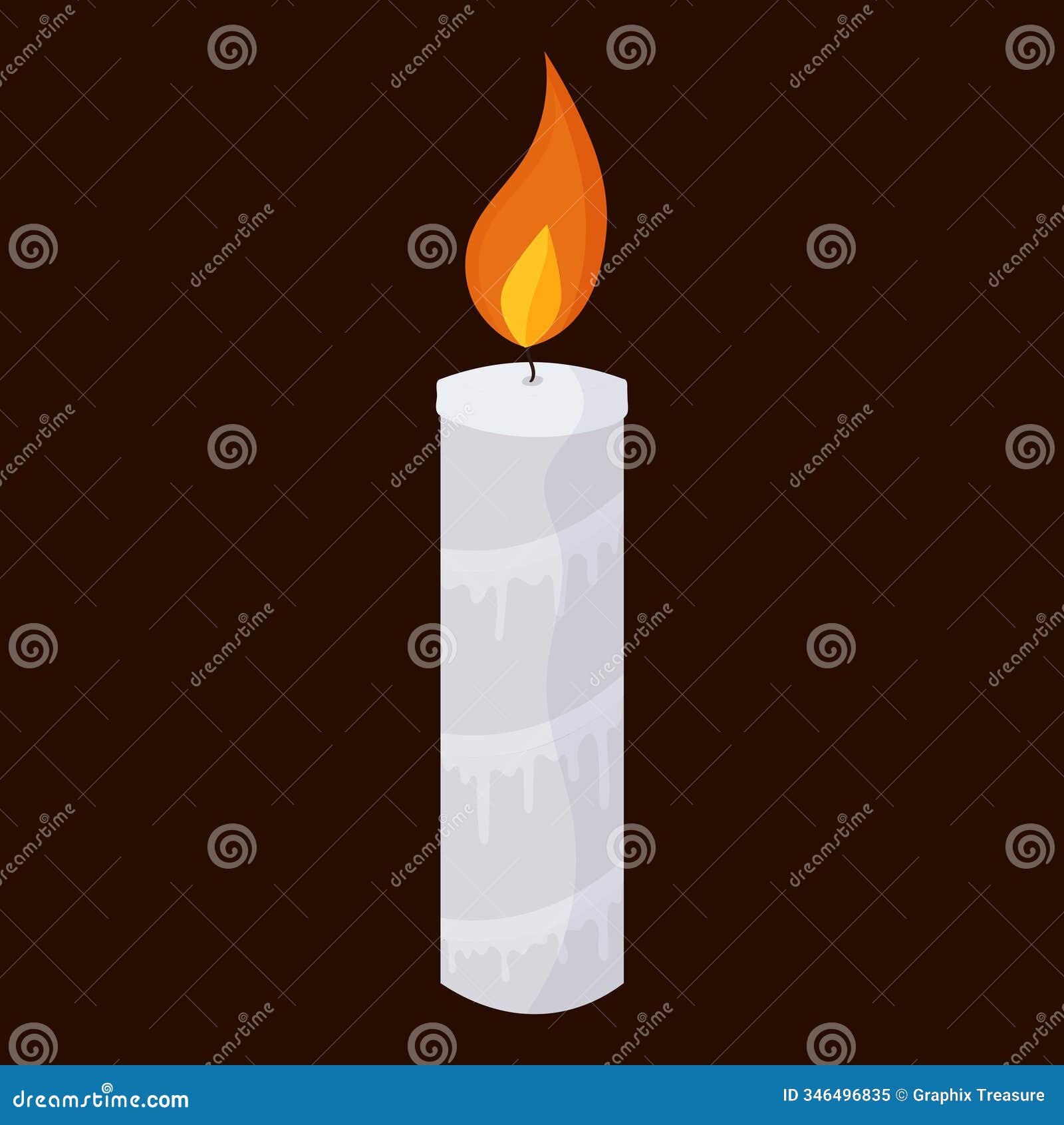 Burning Candle Vector Illustration on Brown Background Stock ...
