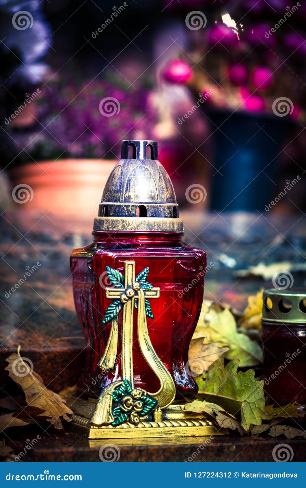 Burning Candles at the Cemetery Stock Photo - Image of death, night ...