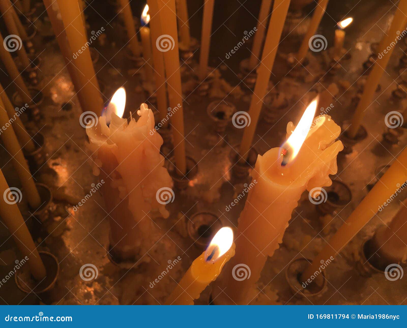 Burning Candles during Epiphany at Russian Orthodox Church. Stock Photo ...