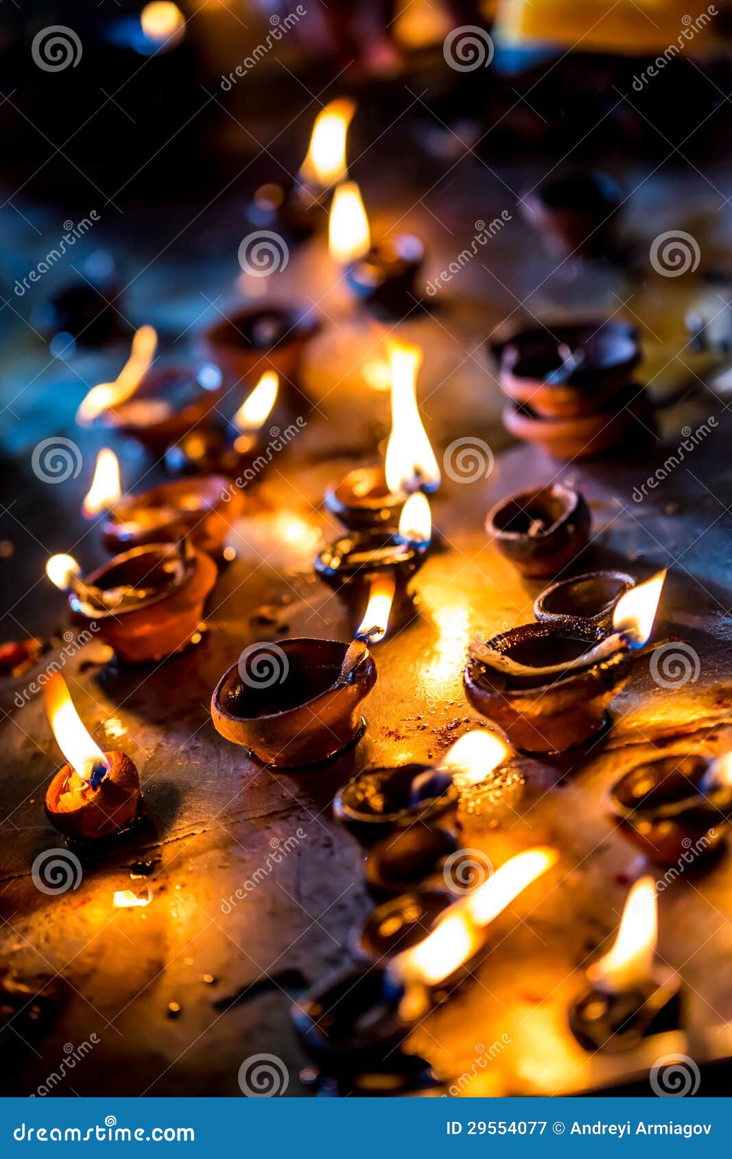Burning Candles in the Indian Temple. Stock Image - Image of decorated ...