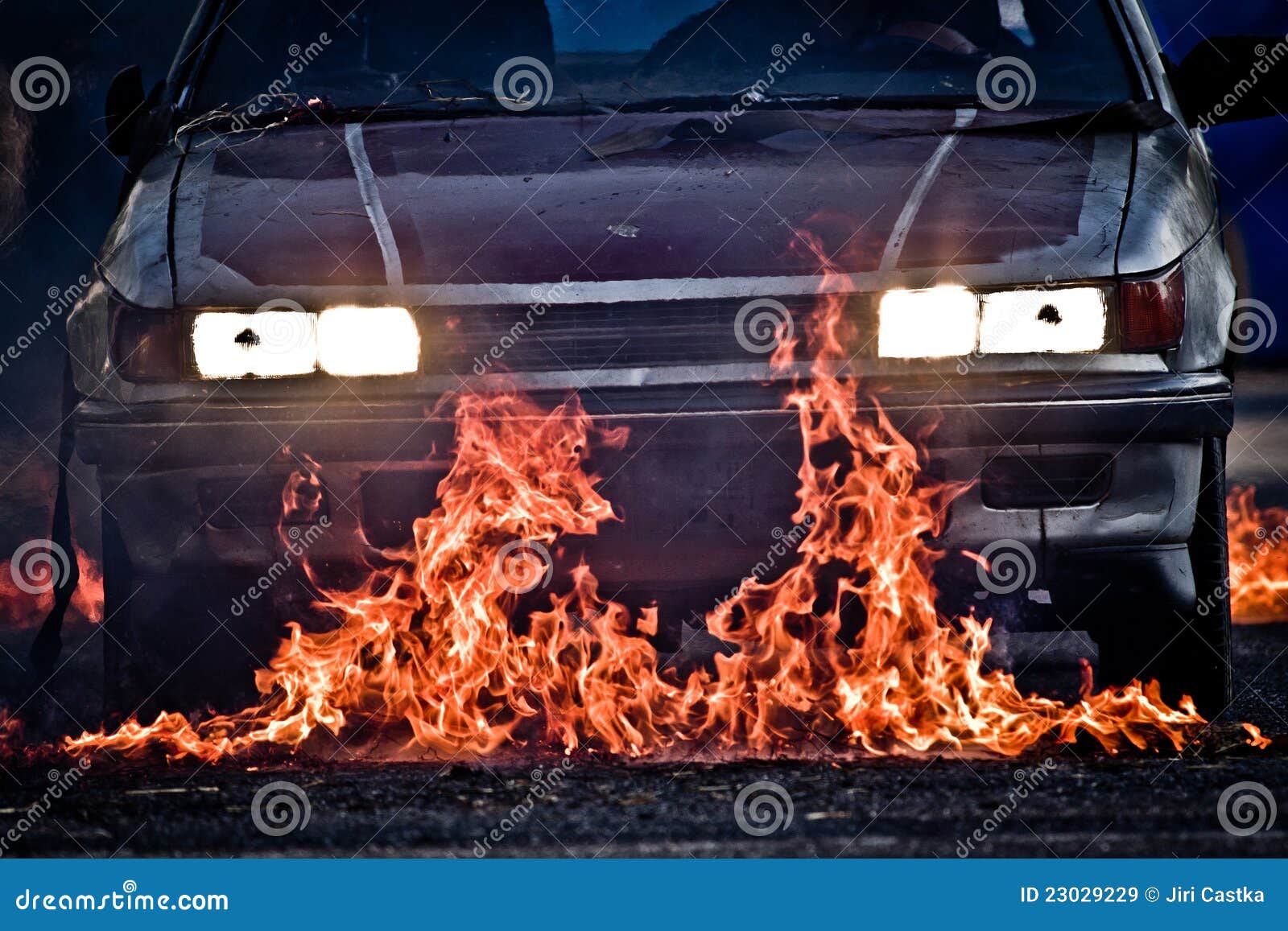 Burning car stock image. Image of accident, automotive - 23029229