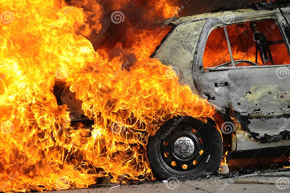 Burning car stock photo. Image of damage, city, economy - 26745632