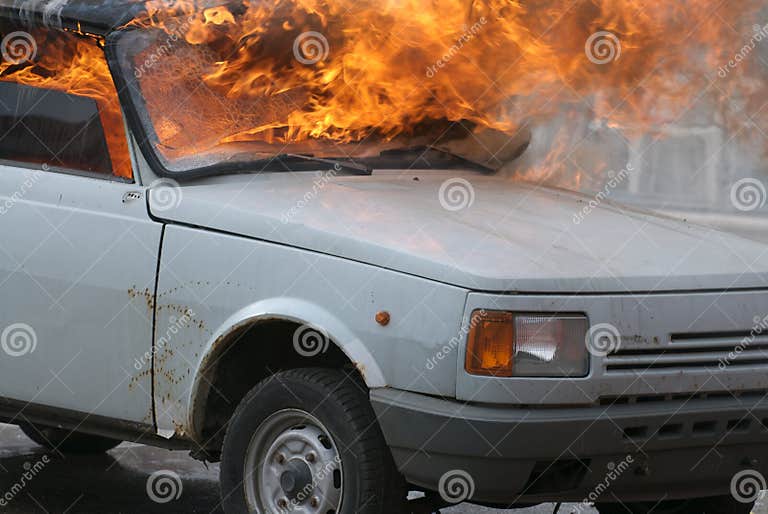 Burning car stock photo. Image of road, smokey, auto, automobile - 792838