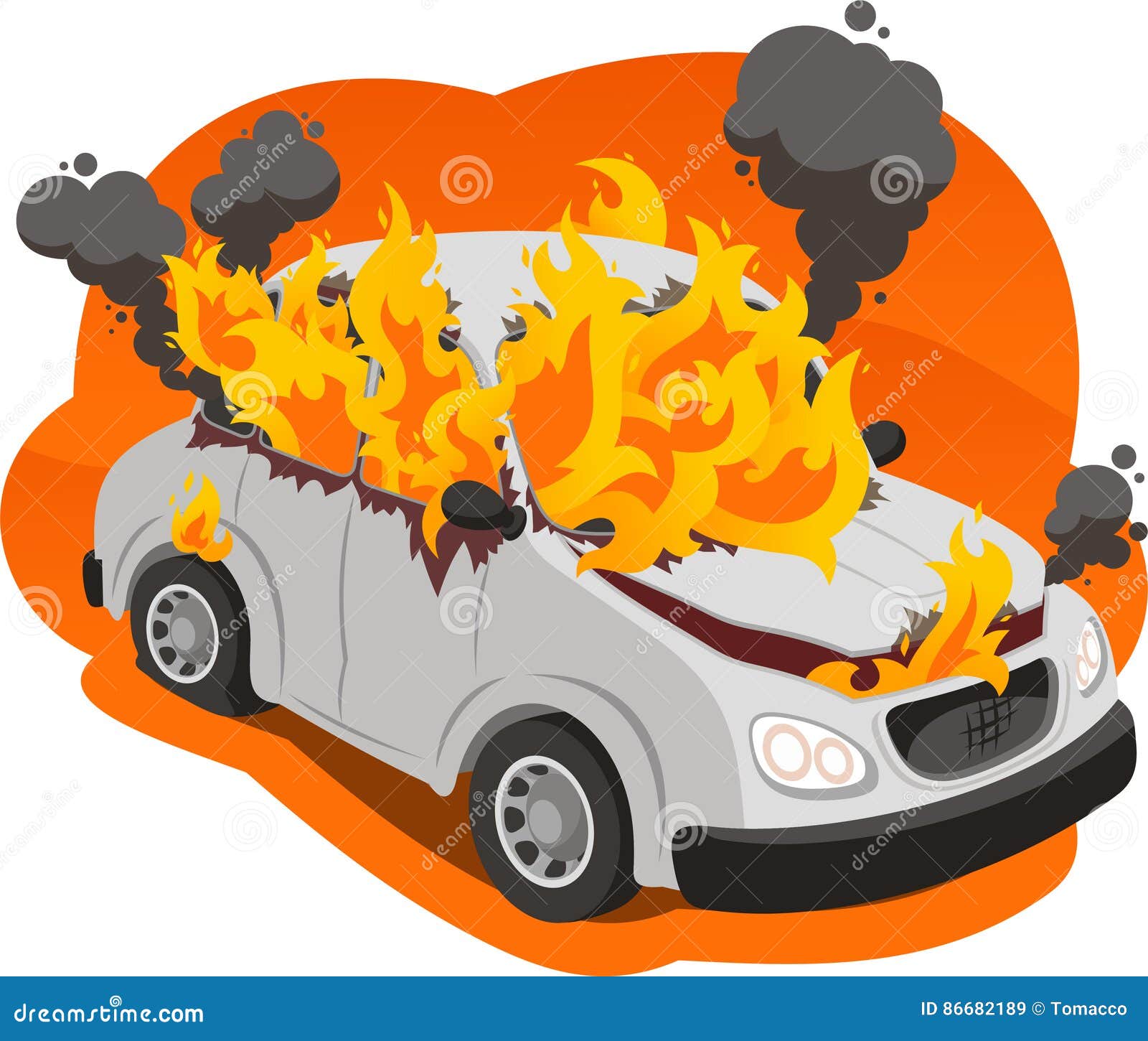 Burning car illustration stock illustration. Illustration of burning ...