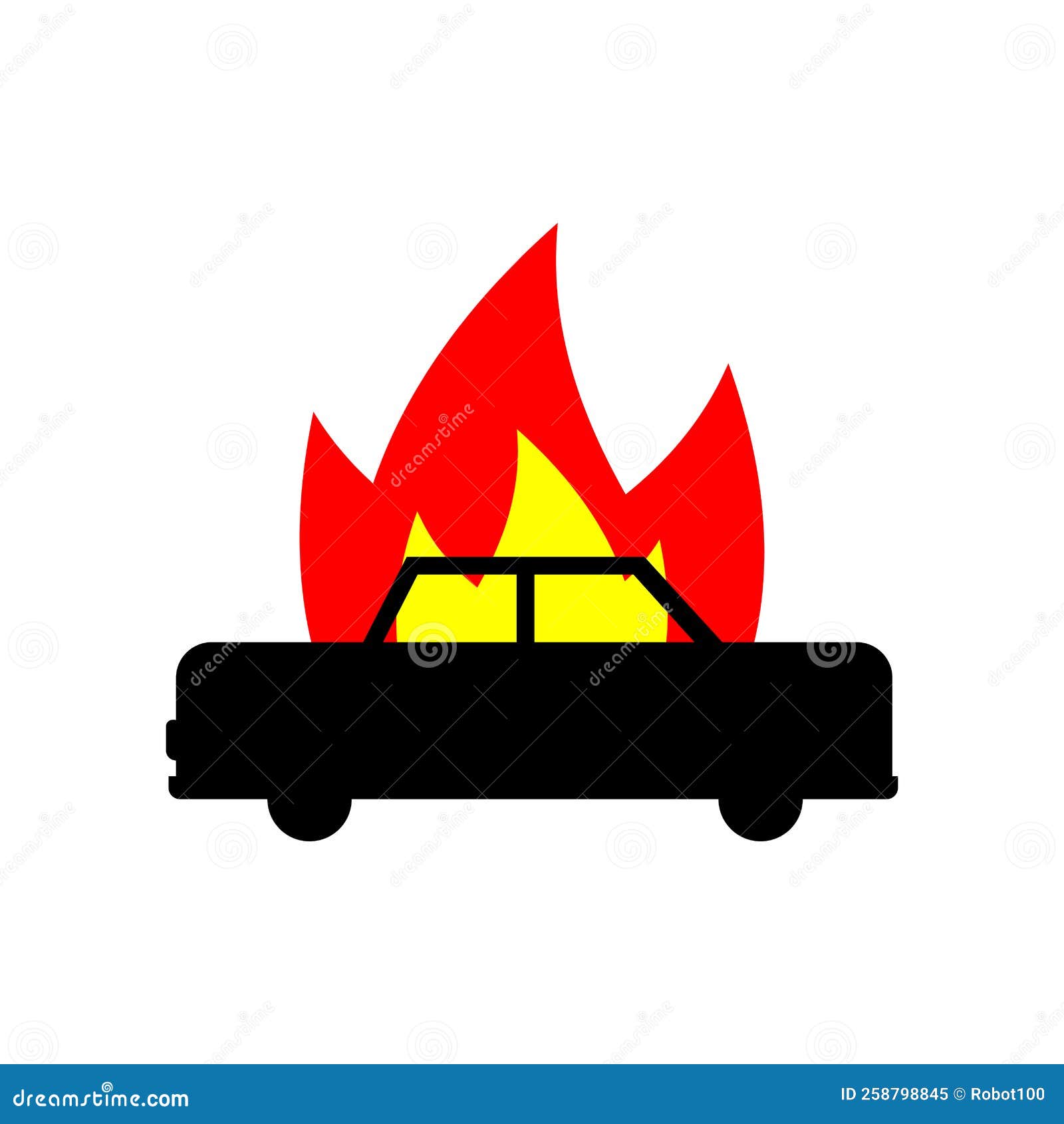 Burning Car Isolated. Car is on Fire Stock Vector - Illustration of ...