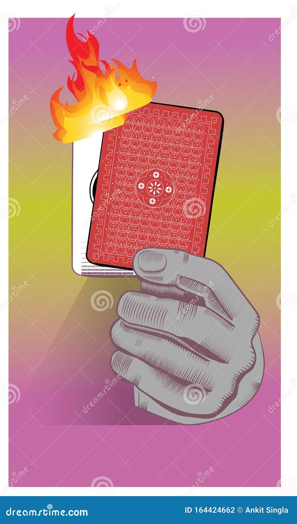 Burning Card in a hand stock illustration. Illustration of saving ...