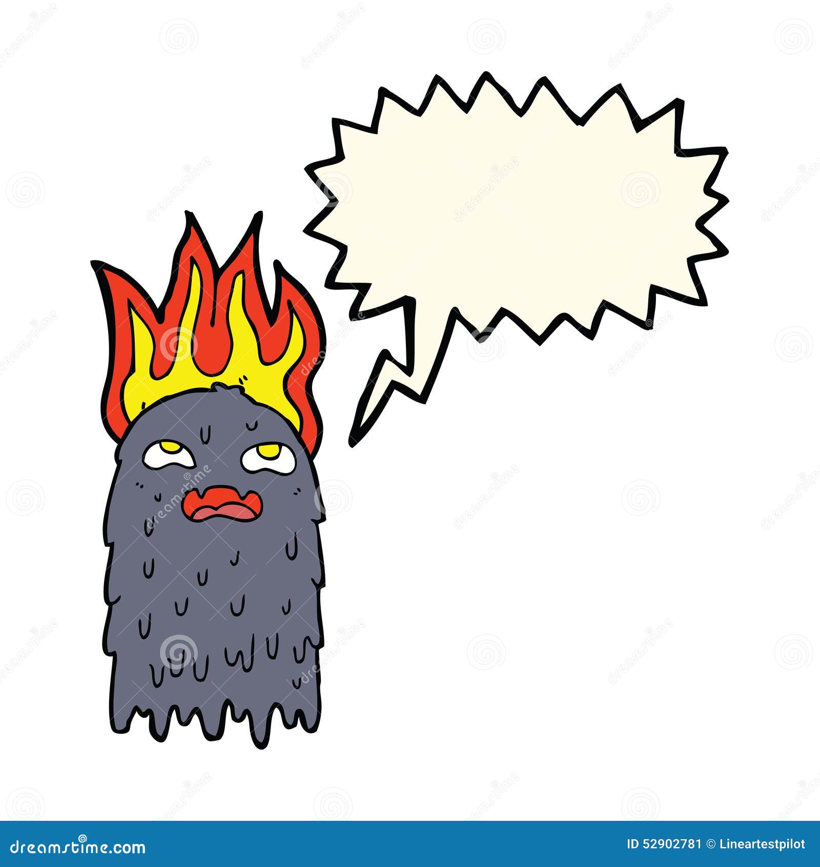 Burning Cartoon Ghost with Speech Bubble Stock Illustration ...