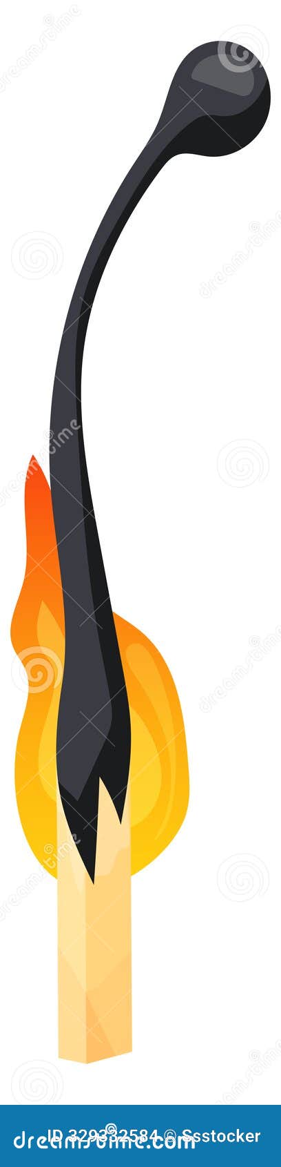 Burning Cartoon Matchstick. Fire Flame Stick Icon Stock Vector ...
