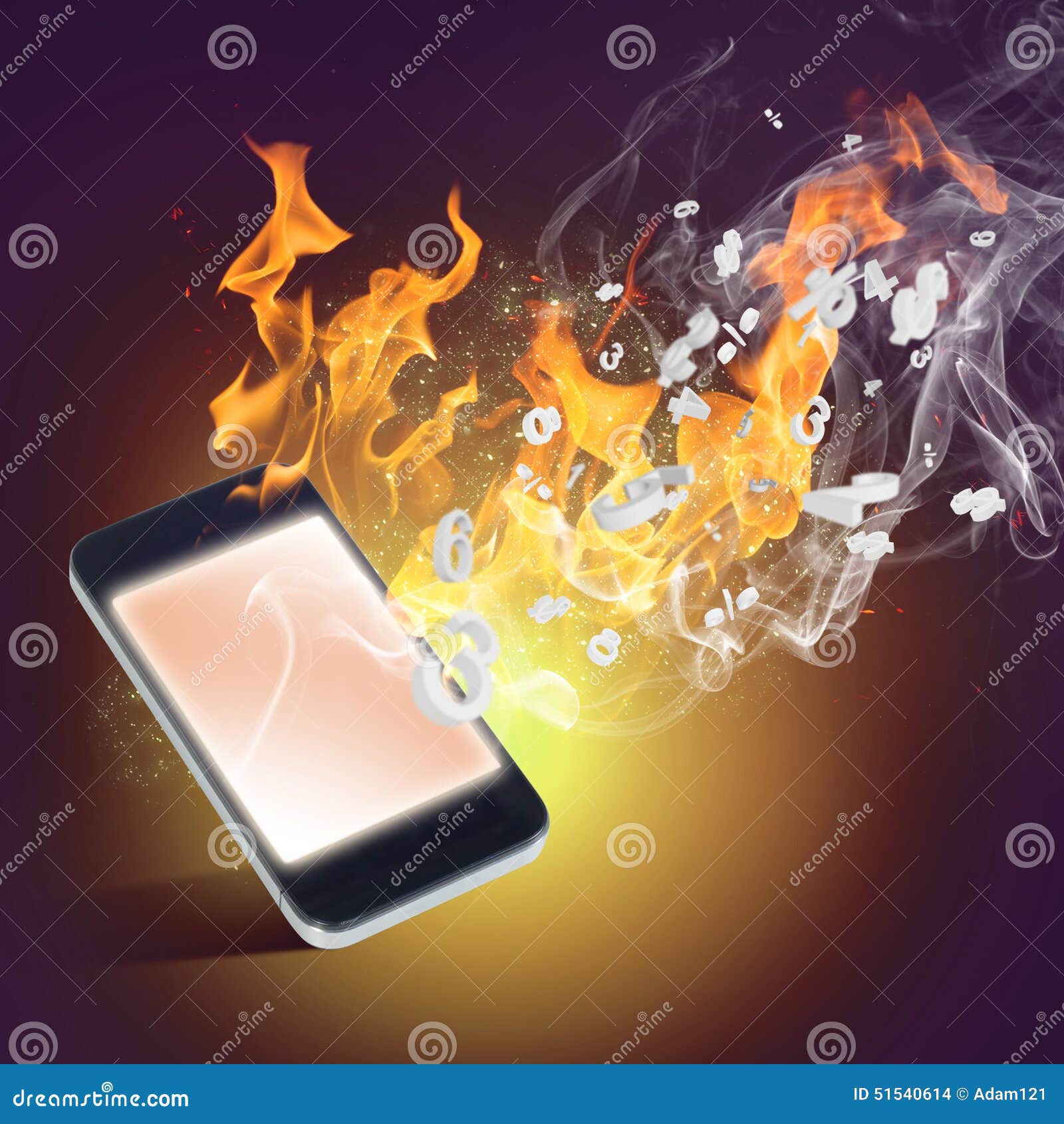 Burning cellphone stock photo. Image of gadget, beautiful - 51540614