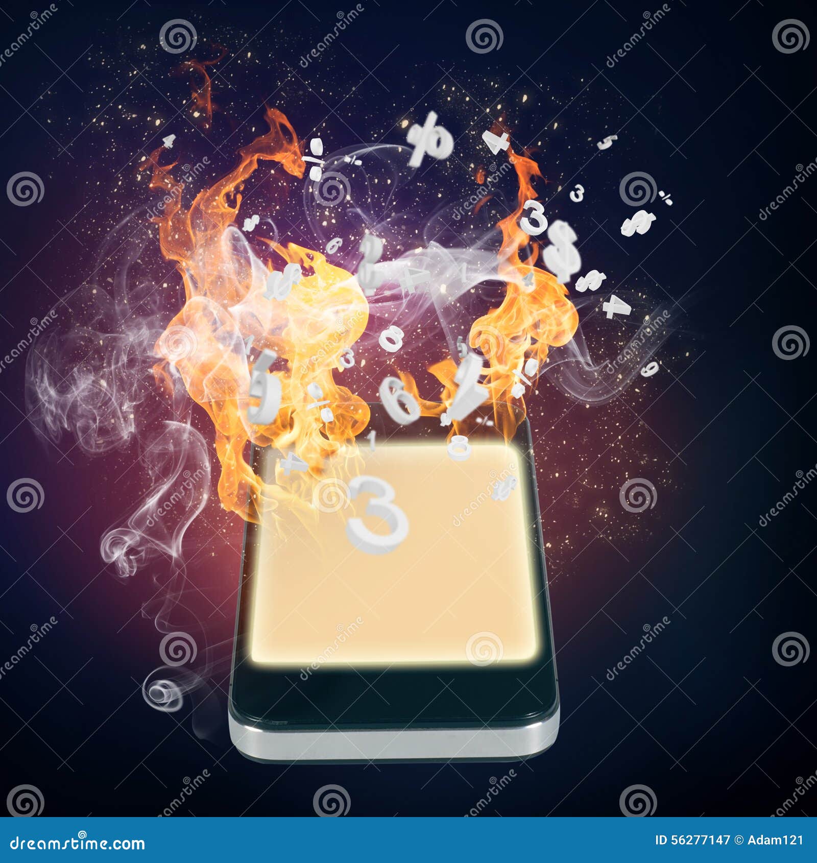 Burning cellphone stock illustration. Illustration of digital - 56277147