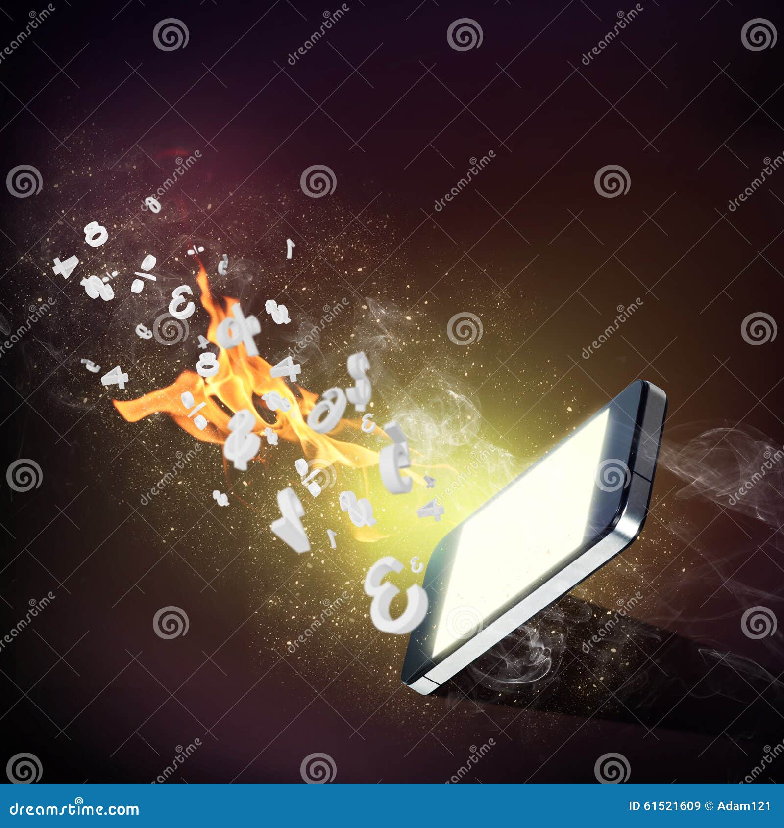 Burning cellphone stock image. Image of beautiful, display - 61521609